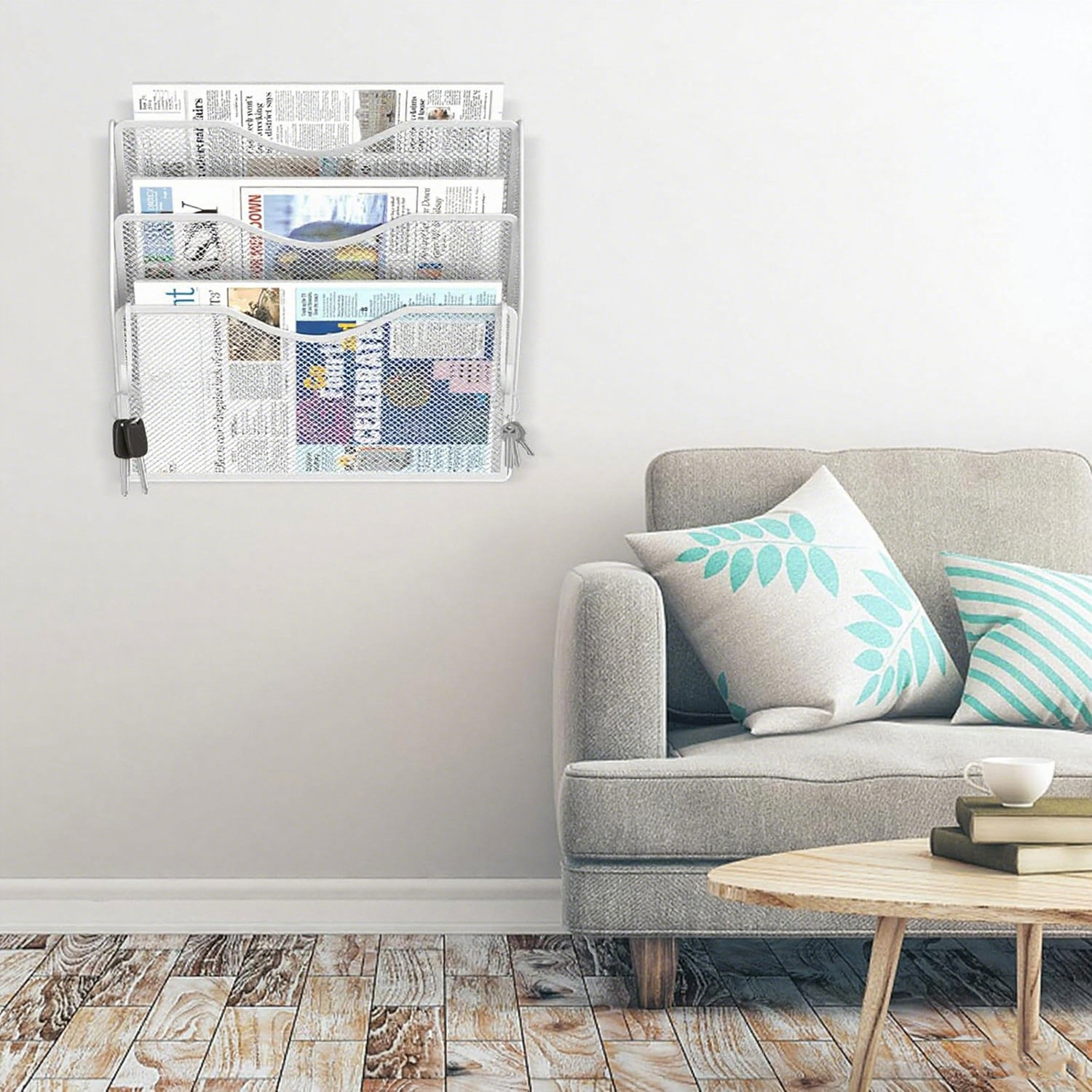 Inbox Zero 2-in-1 Metal Wall Mount/Door Hanging File Organizer (13.3"Lx3.8"Wx11.7"H) - 3-Section ...